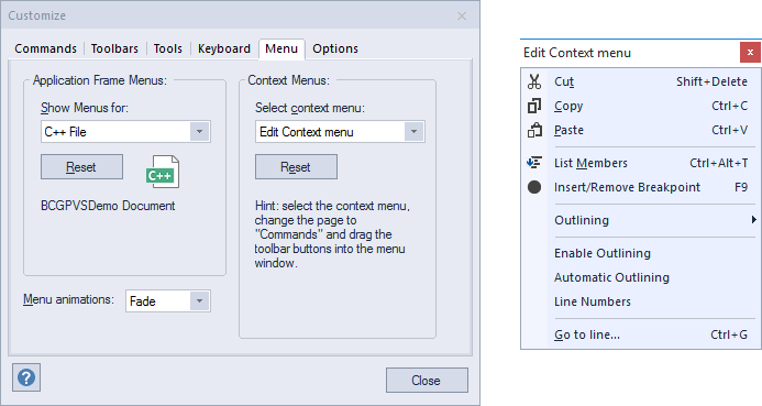 Context Menu Customization