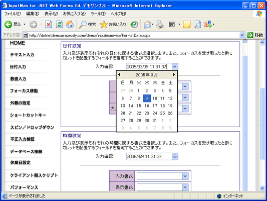 InputMan for .NET Web Forms Edition（日本語版） のスクリーンショット