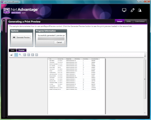 Infragistics Wpf Reporting 스크린 샷