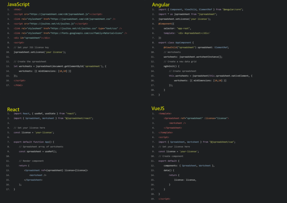 Jspreadsheet Pro Screenshots
