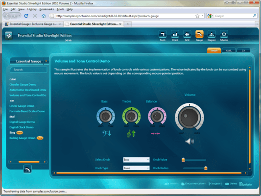 Syncfusion Essential Gauge for Silverlight （英語版） のスクリーンショット