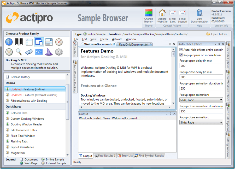 Actipro Docking & MDI for WPF （英語版）