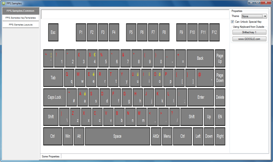 MindFusion.Virtual Keyboard for WinForms のスクリーンショット