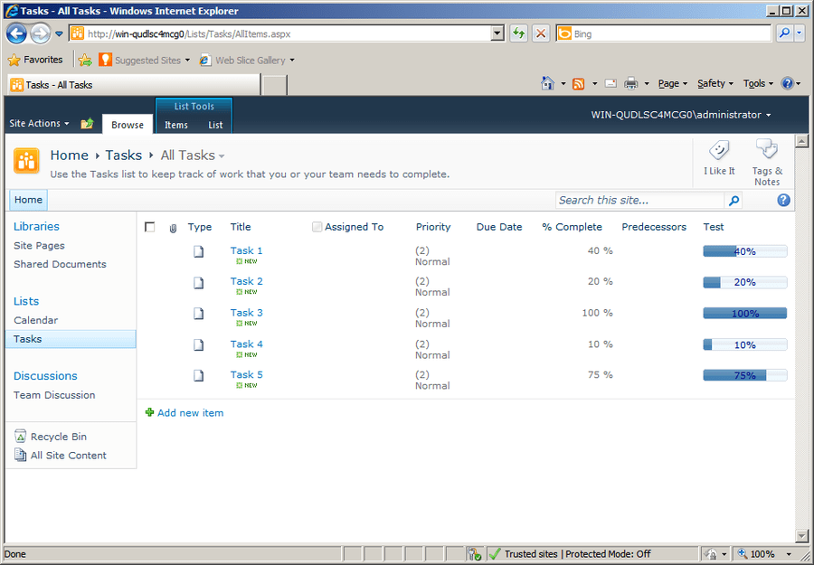 Add a progress bar to your SharePoint lists.