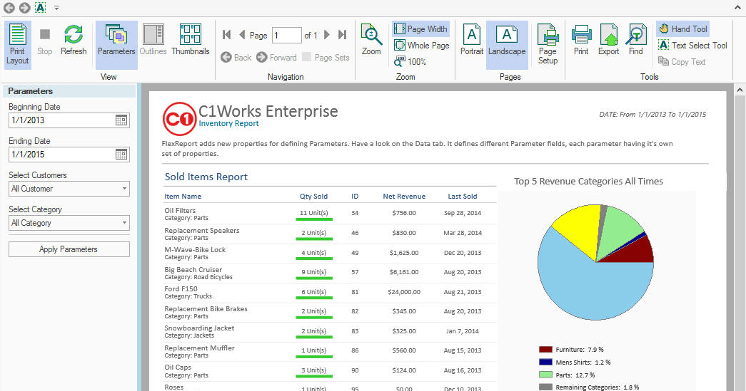 ComponentOne Studio WinForms 2015 v3 adds FlexReport
