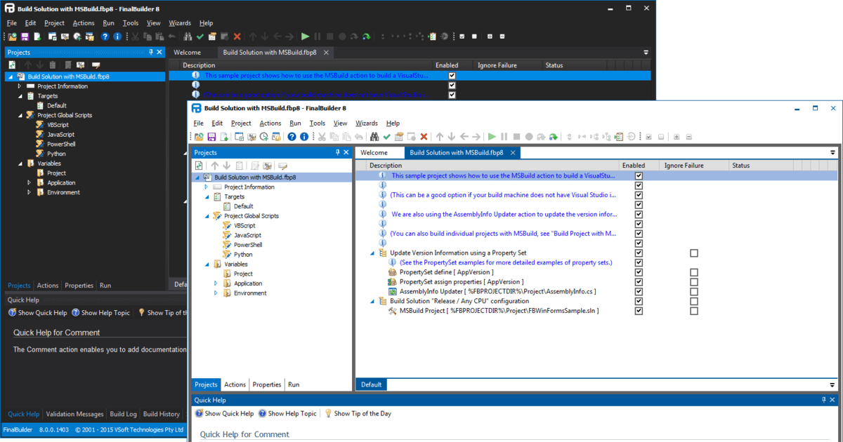 FinalBuilder 8 adds new IDE Themes and Debugging Functionality