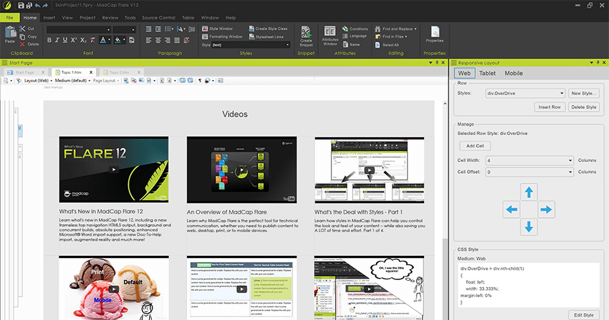 MadCap Flare 12 adds Responsive Layout Editor