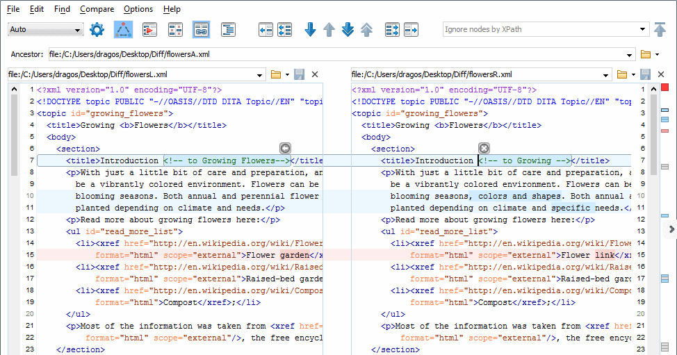 oXygen XML Developer V18 adds Three-way File Comparison