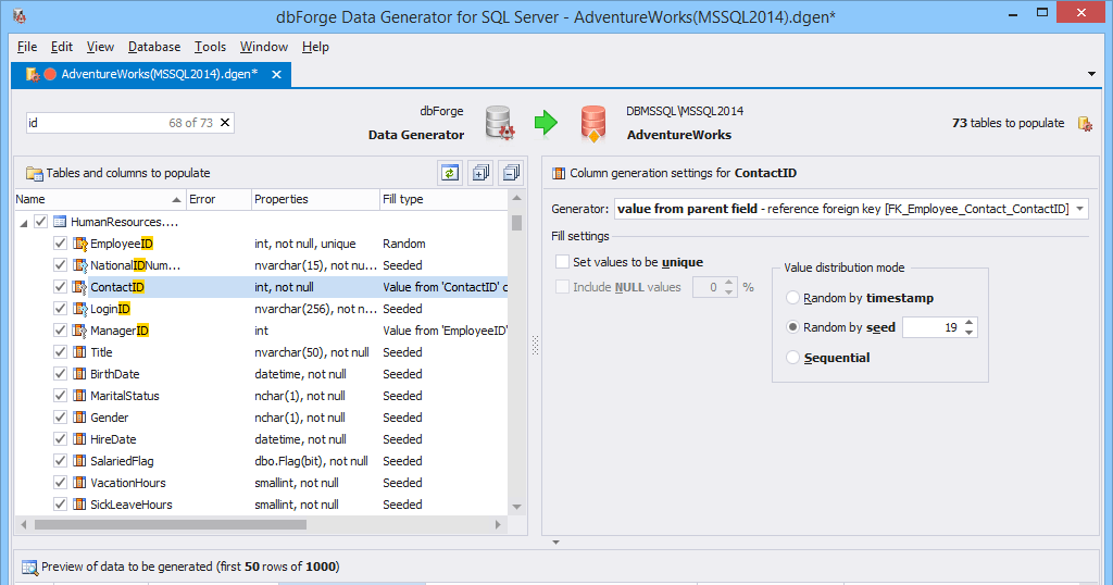 dbForge Data Generator for SQL Server V4.0.71