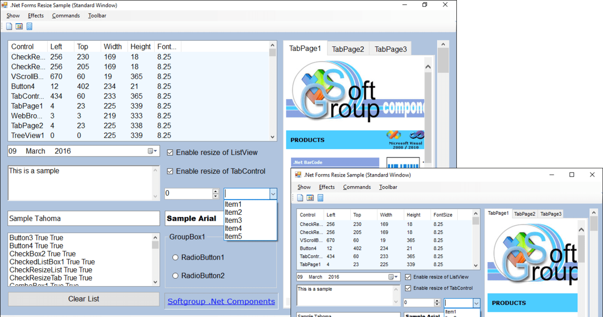 .Net Forms Resize 9.5