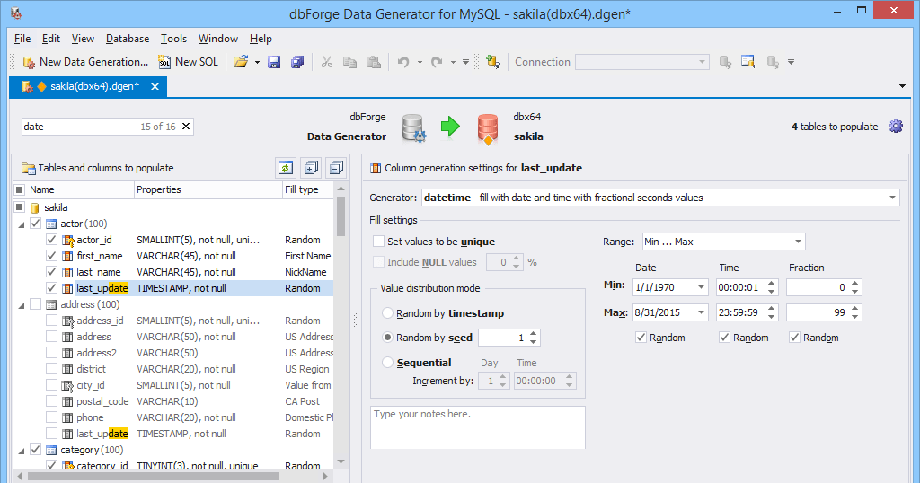 dbForge Data Generator for MySQL V2.2.18