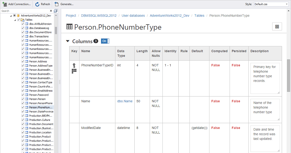 dbForge Documenter for SQL Server V1.4.24
