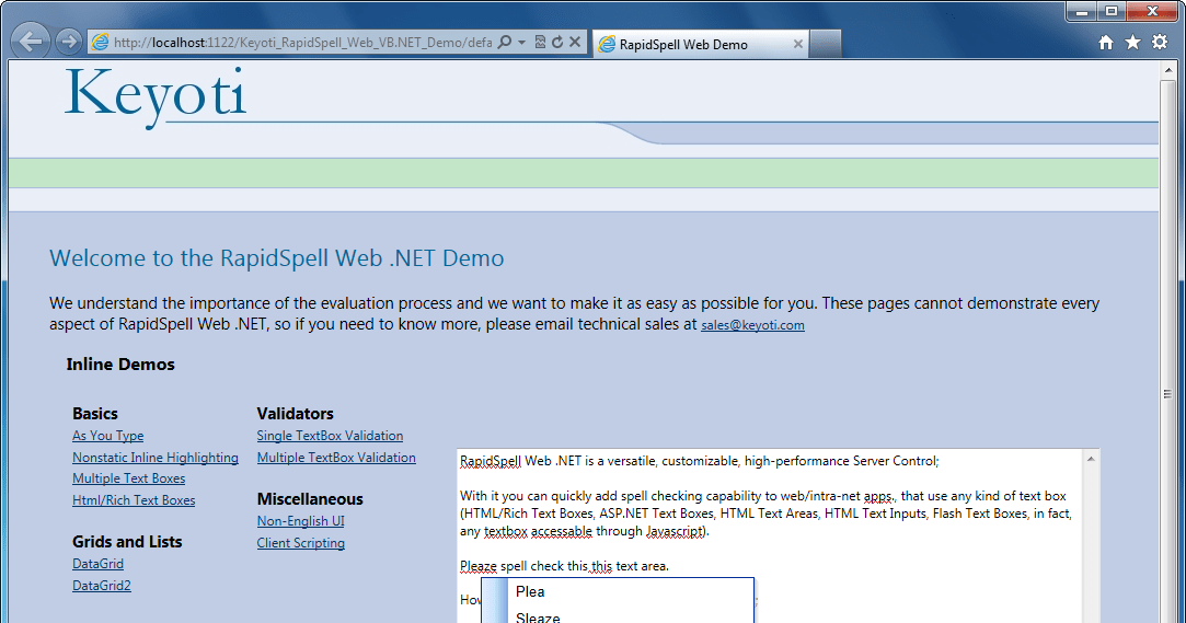 RapidSpell Web ASP.NET v6.2