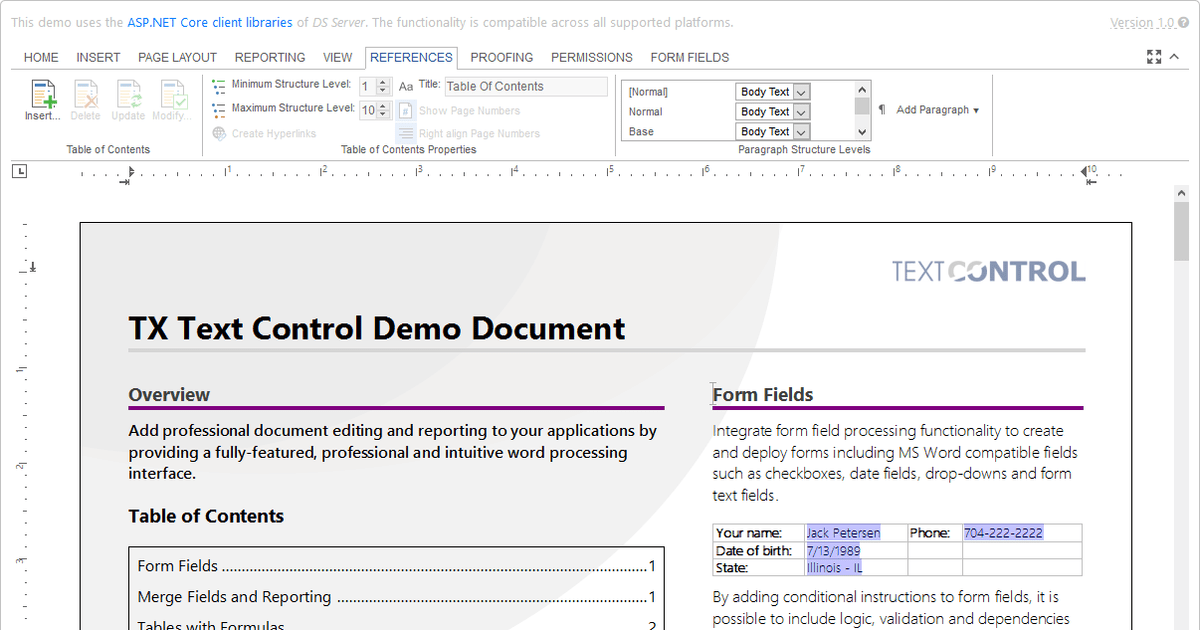 Text Control DS Server 1.1