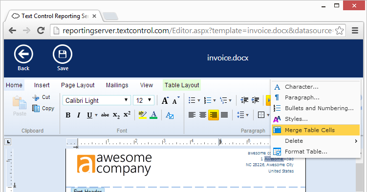 TX Text Control .NET Server for ASP.NET X19 SP3