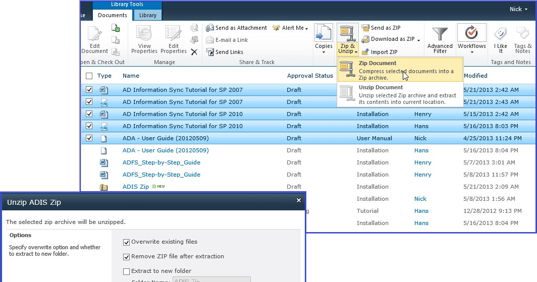 SharePoint Bulk Zip & Unzip v2.11.0.411
