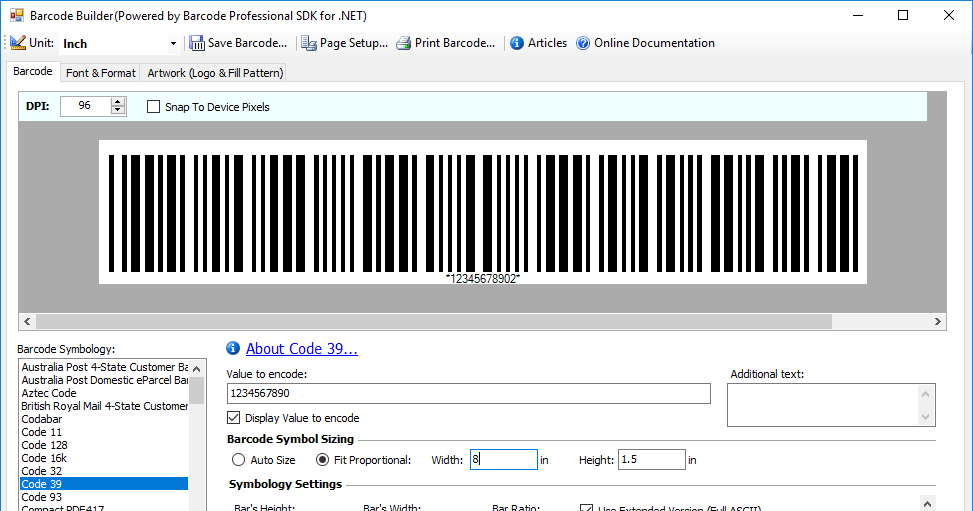 Neodynamic Barcode Professional SDK for .NET V10.0