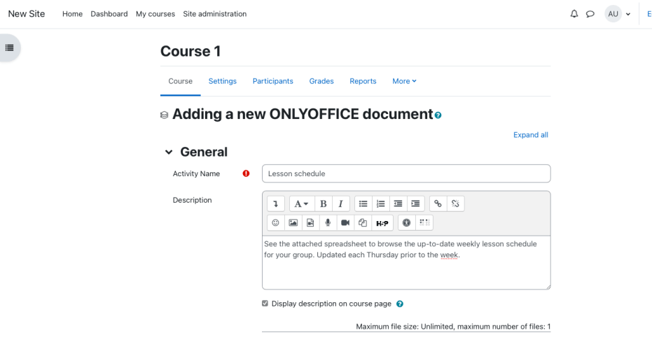 ONLYOFFICE Docs Enterprise Edition with Moodle Connector v7.1.1 (3.0.0)