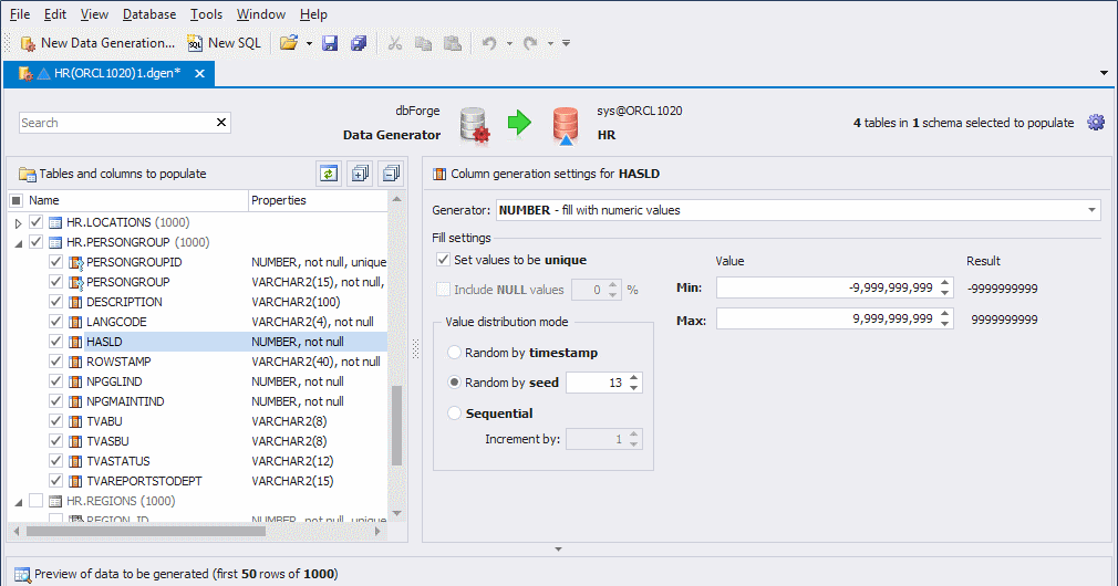 dbForge Data Generator for Oracle V2.5.15