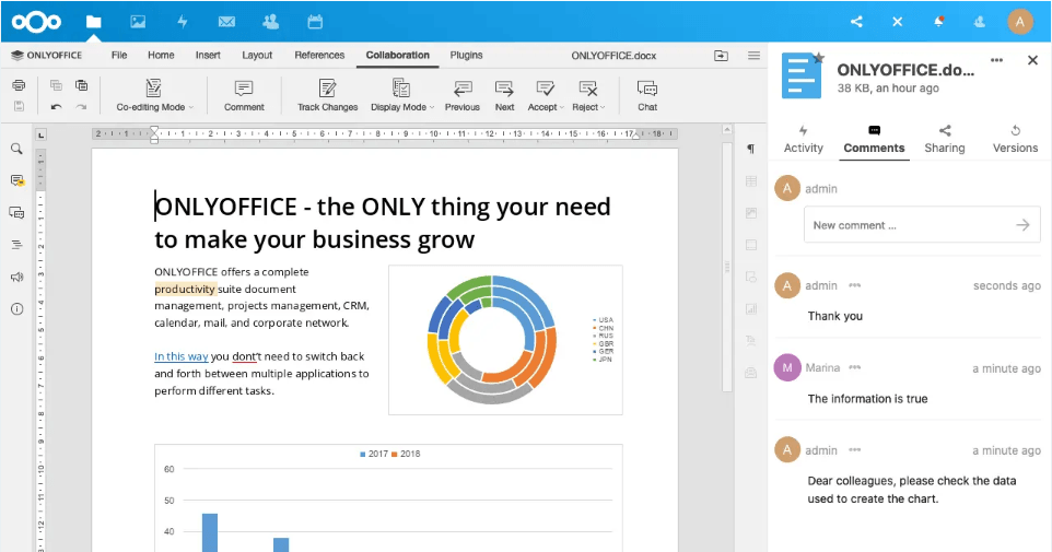 ONLYOFFICE Docs Enterprise Edition with Nextcloud Connector v7.8.0