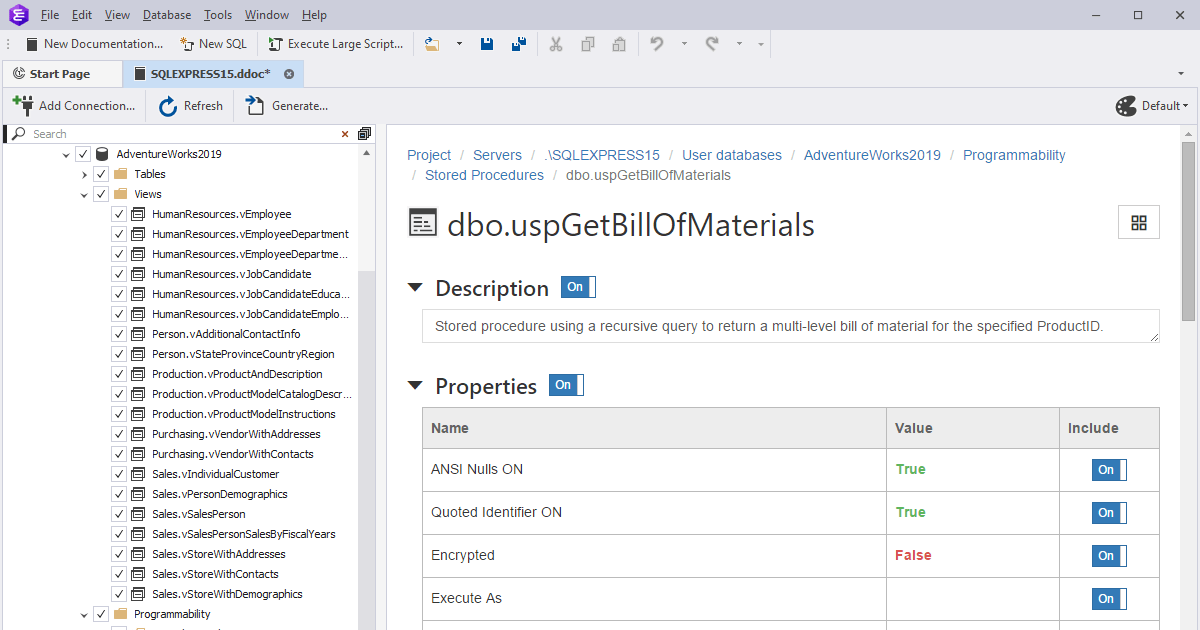 dbForge Documenter for SQL Server V1.7.26