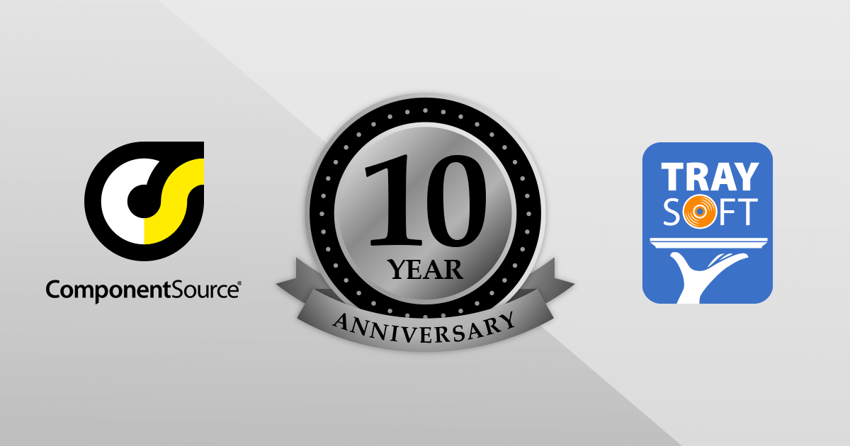 ComponentSource と TraySoft との提携10周年記念