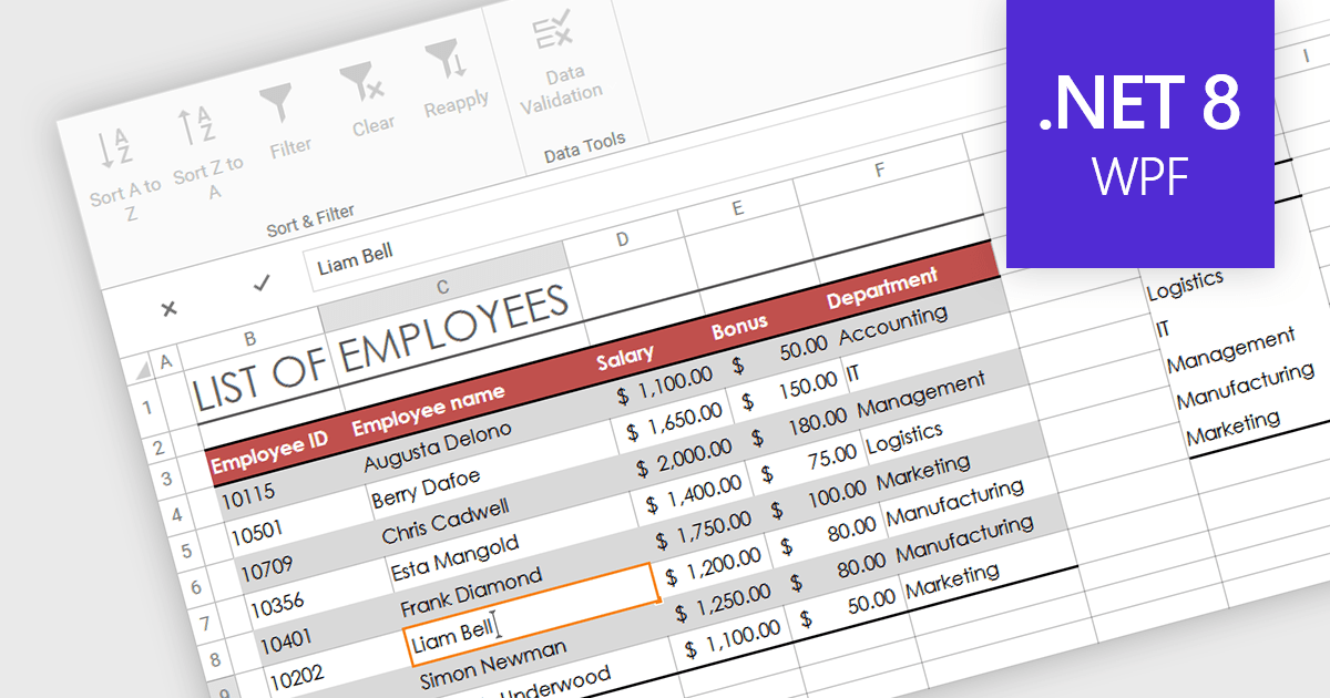 Edit WPF Spreadsheet Data Directly in the Cell Edit WPF Spreadsheet Data Directly in the Cell