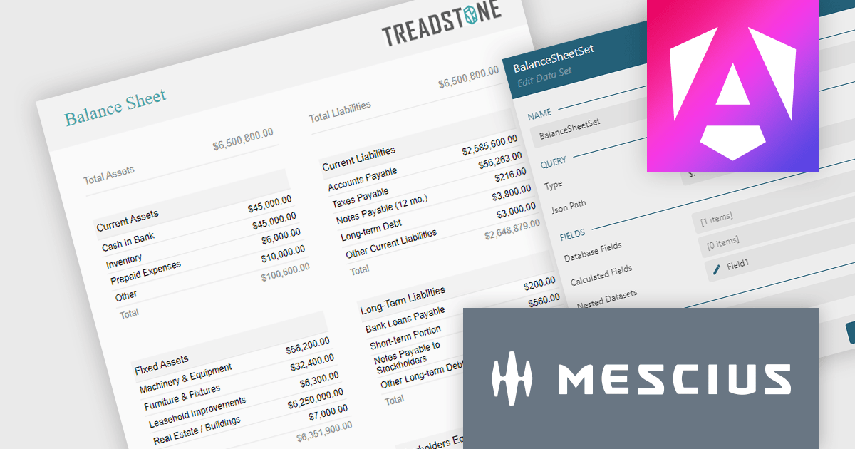 Build a Balance Sheet in an Angular Report Designer