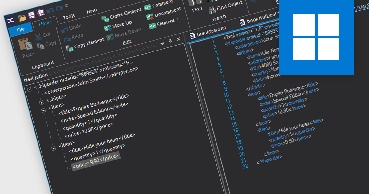 Offri viste chiare e gerarchiche dei documenti XML