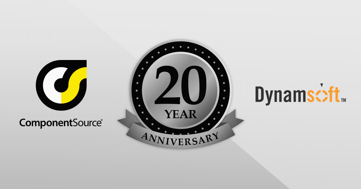 ComponentSourceとDynamsoftとの提携20周年記念