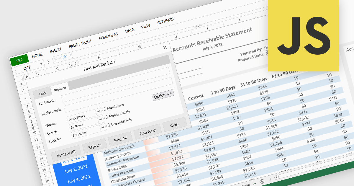 Locate and Replace Data in JavaScript Spreadsheets Locate and Replace Data in JavaScript Spreadsheets