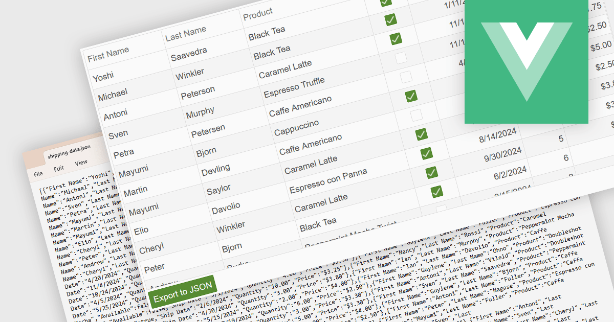 Export Data Grids to JSON in Vue.js Applications