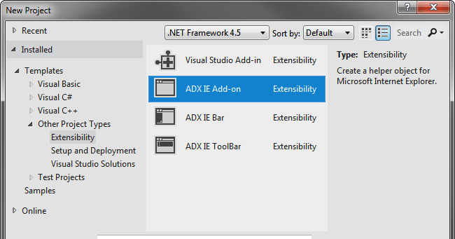 Develop IE Add-ons in Visual Studio 2012