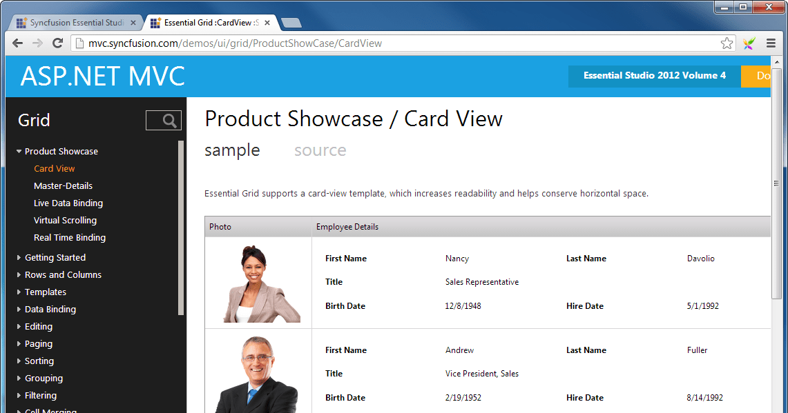 Essential Studio ASP.NET MVC improves BI Grid