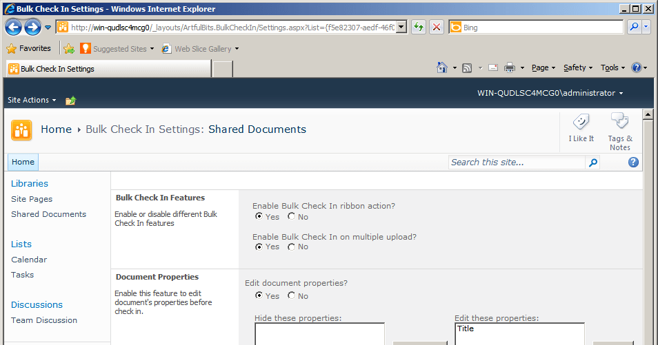Bulk Check In released