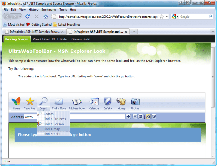 Infragistics WebToolbar